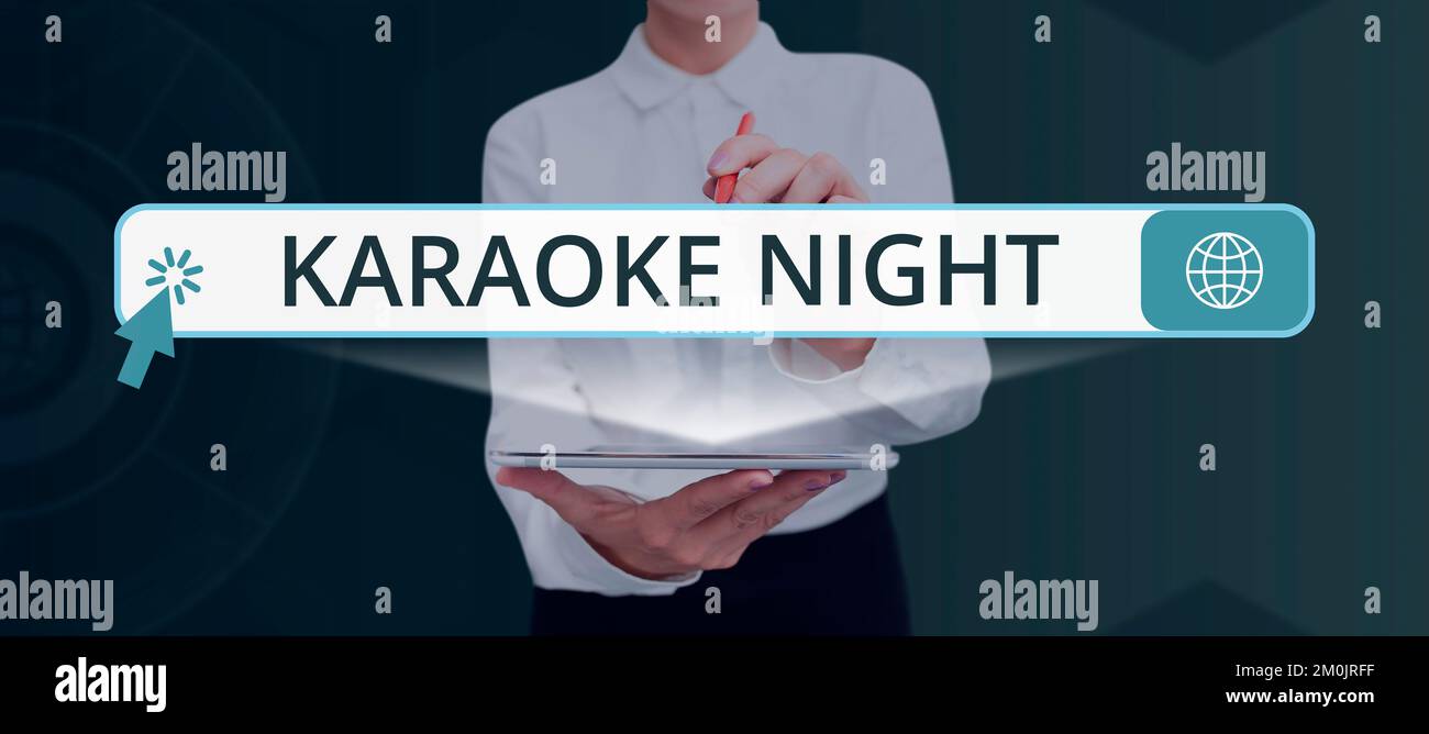 Hand writing sign Karaoke Night. Internet Concept Entertainment singing ...