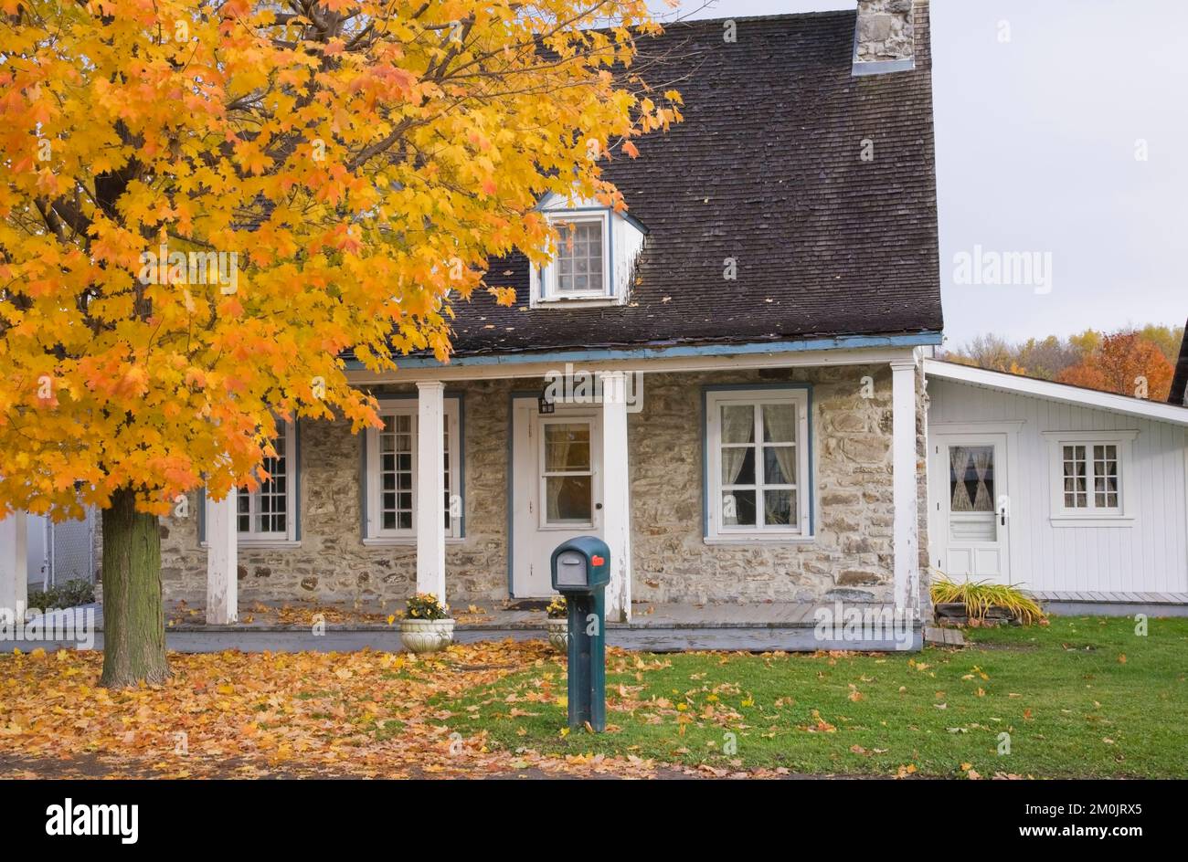 Old circa 1781 Canadiana cottage style fieldstone home with weathered ...