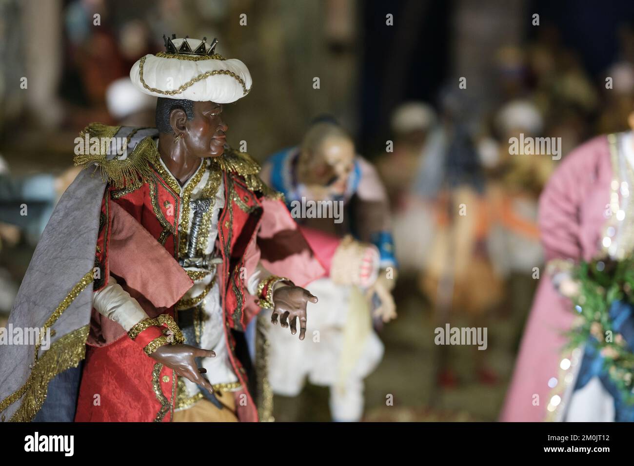 Several figures that represent a scene of the magician king Baltasar ...