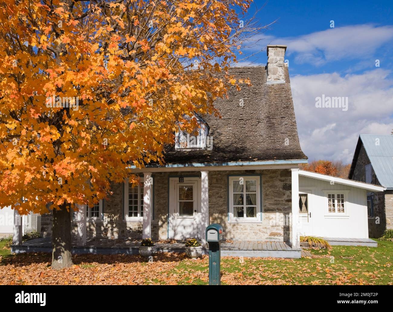 Old circa 1781 Canadiana cottage style fieldstone home with weathered ...