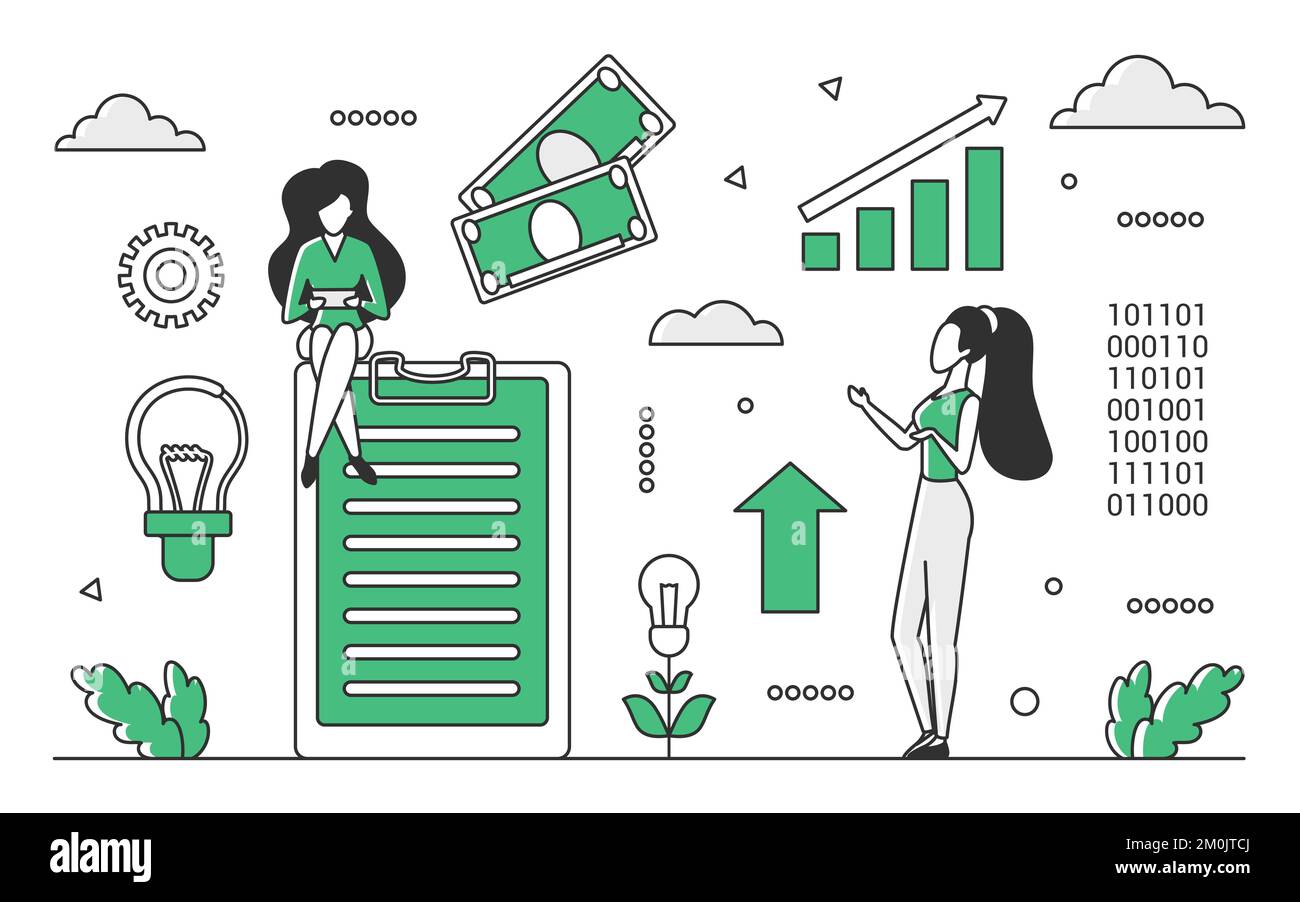 Money accounting report. Monitoring finance budget, financial growth ...