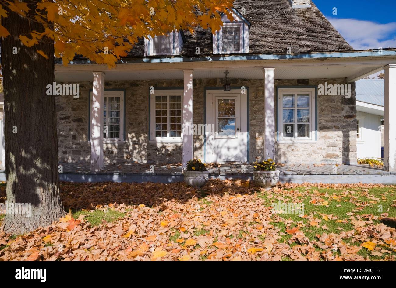 Old circa 1781 Canadiana cottage style fieldstone home with weathered ...