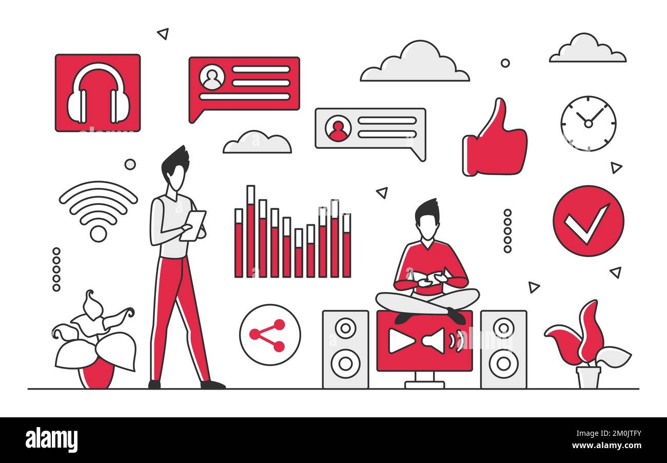 Top music chart. Audio system, sound equalizer, dj music playlist ...