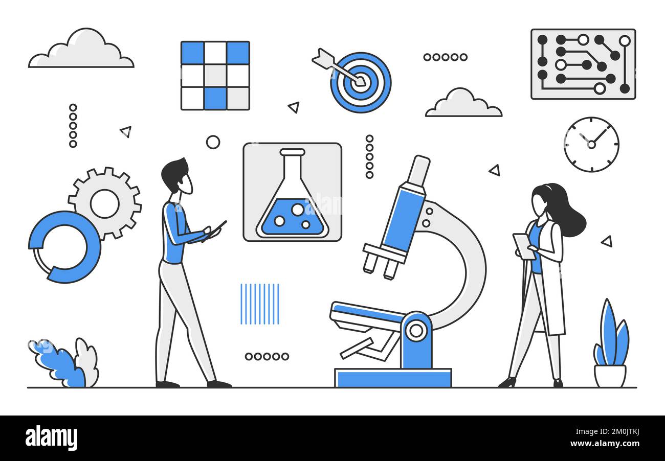 Science laboratory research. Scientist discovery, lab experiment vector ...