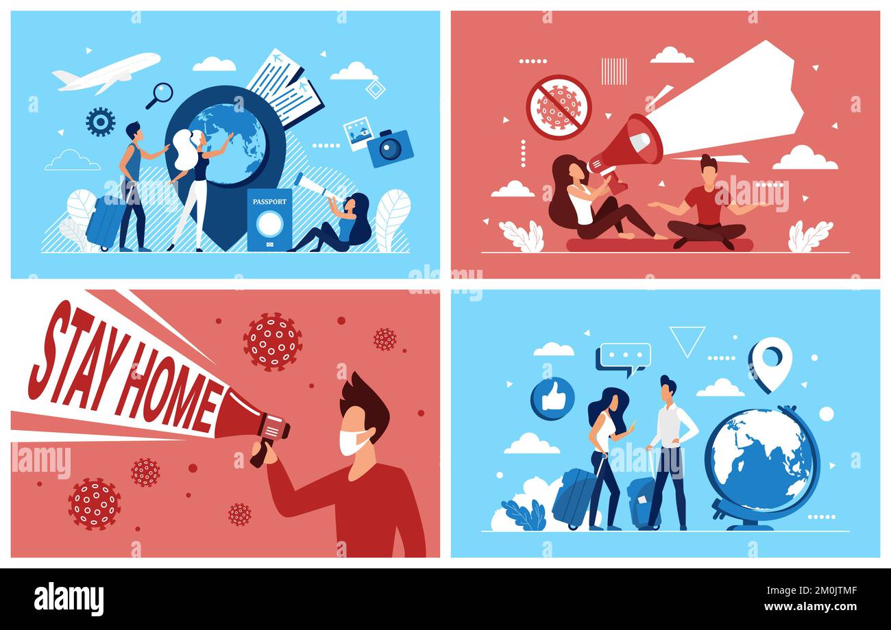 Pandemic safety travel. Travelling restrictions, stay home, closed ...