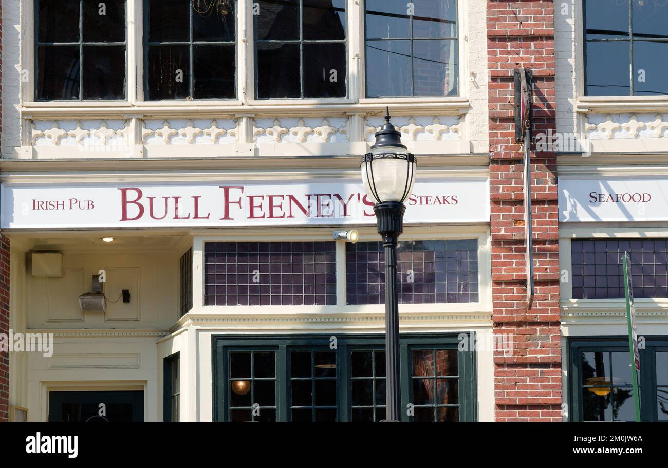 Lamp Post Bull Feeneys Pub in Portland Stock Photo - Alamy