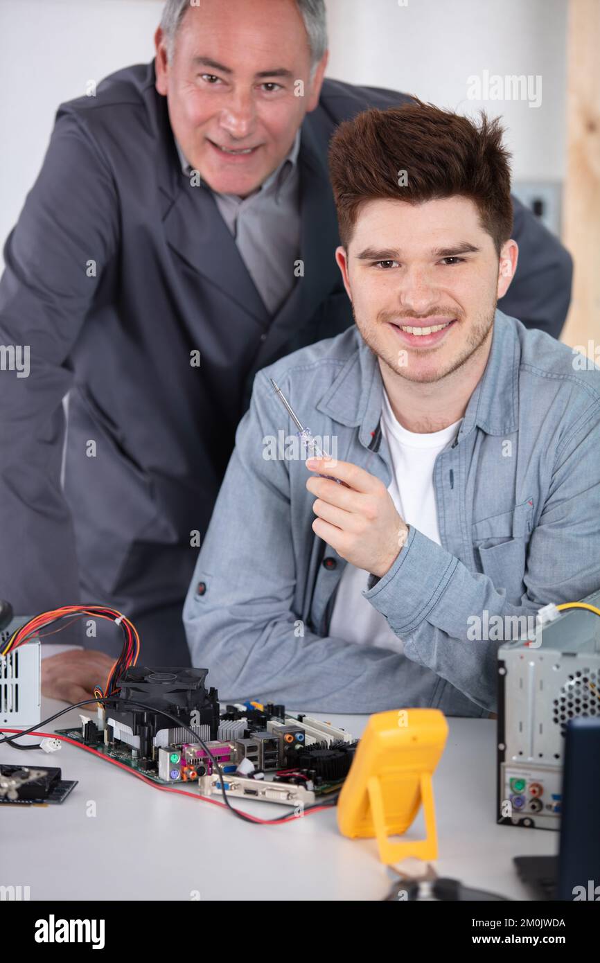 student in electrical engineering course training with teacher Stock ...