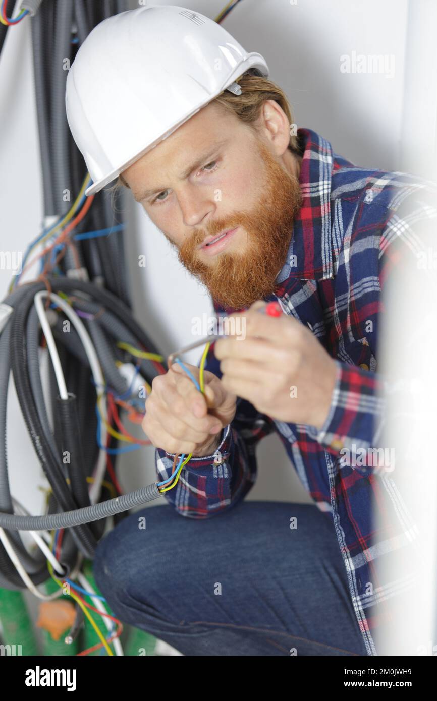 an installation of cable systems Stock Photo - Alamy