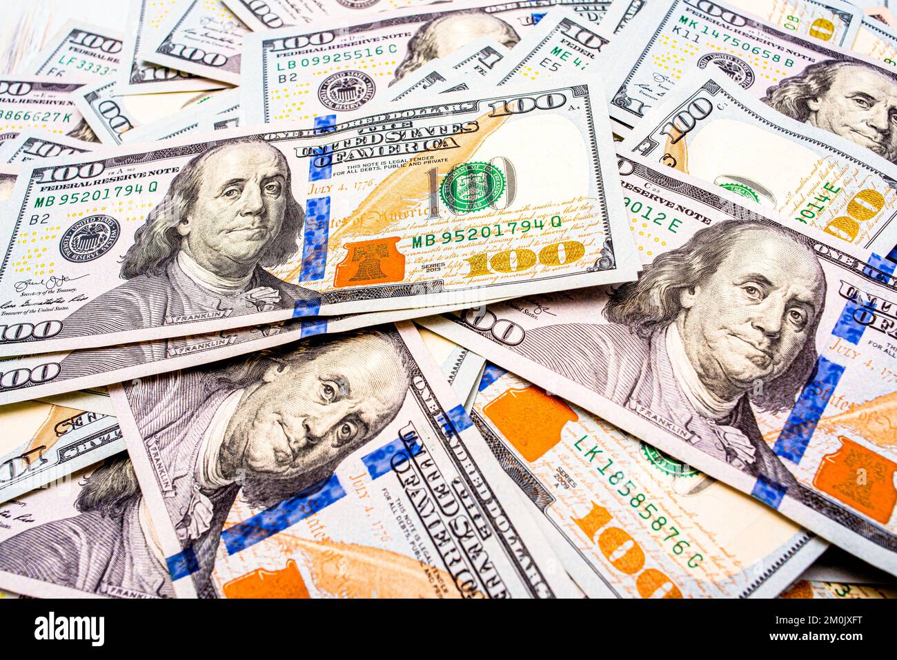 American currency. One hundred dollar bills as a background. Financial ...