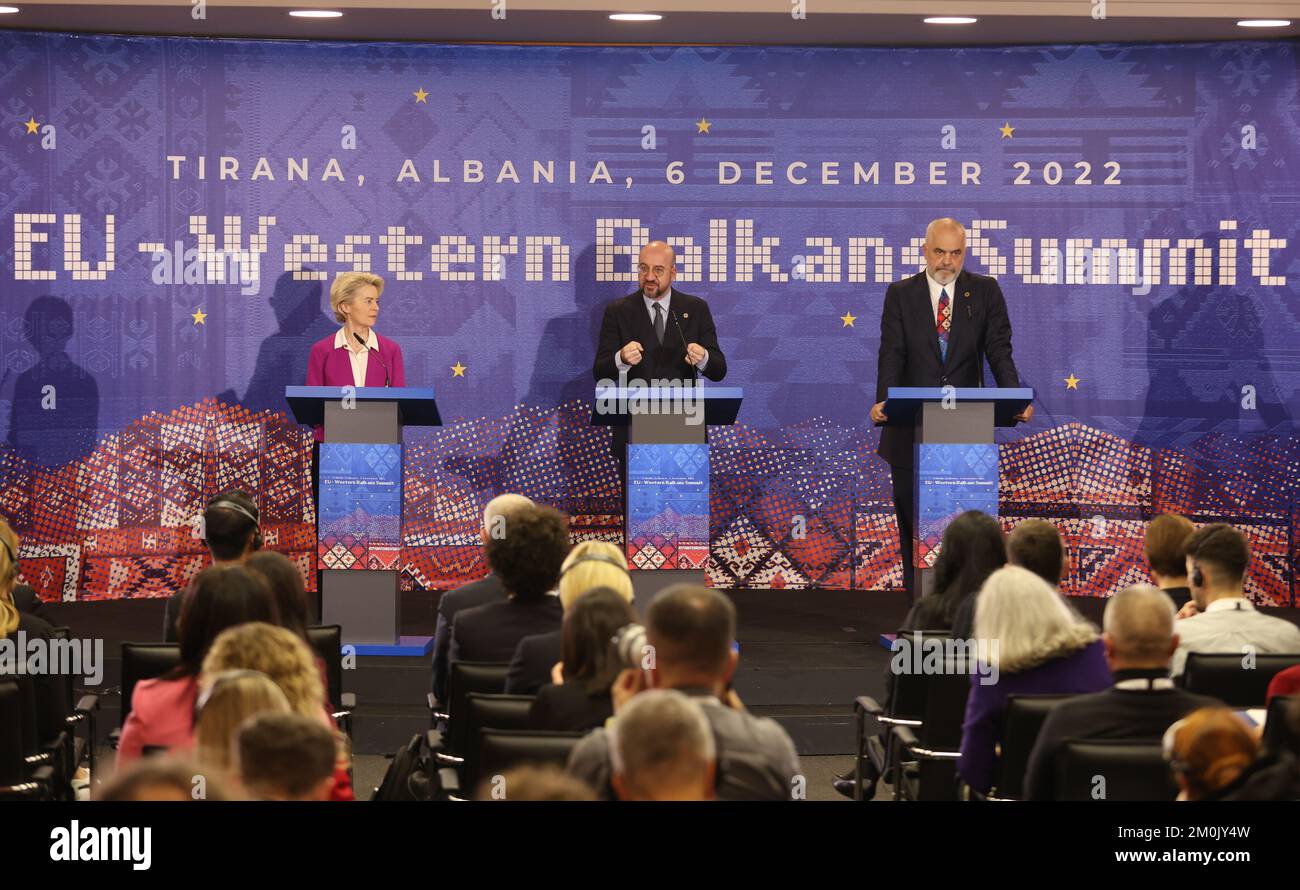Tirana, Albania. 6th Dec, 2022. European Commission President Ursula ...