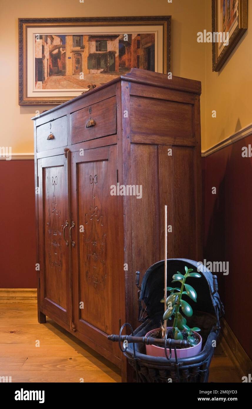 Antique, wooden dresser in study room inside 1978 built replica of old ...