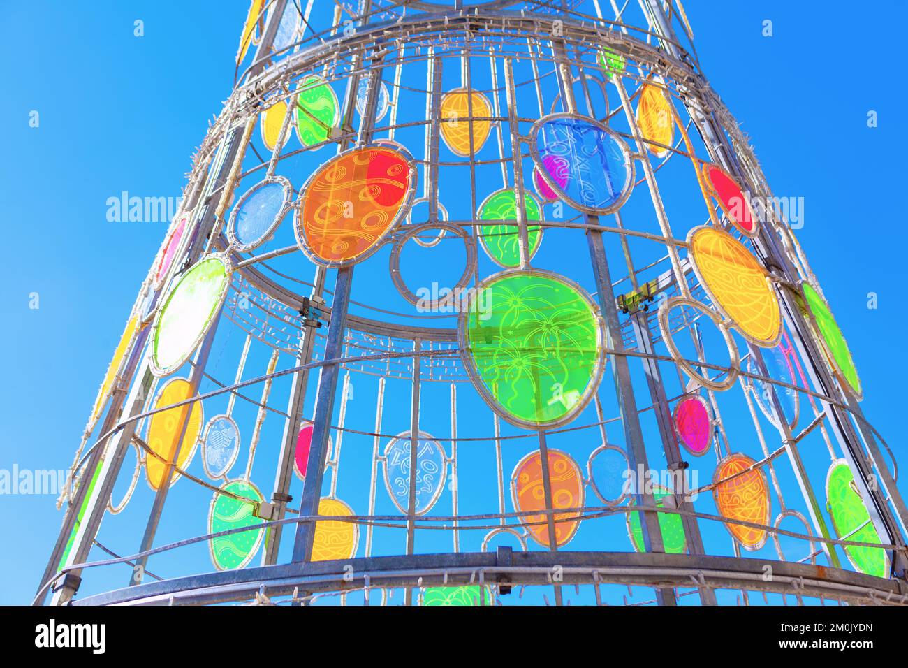 Tropical Christmas Tree . Artificial fir tree with ornate Stock Photo ...