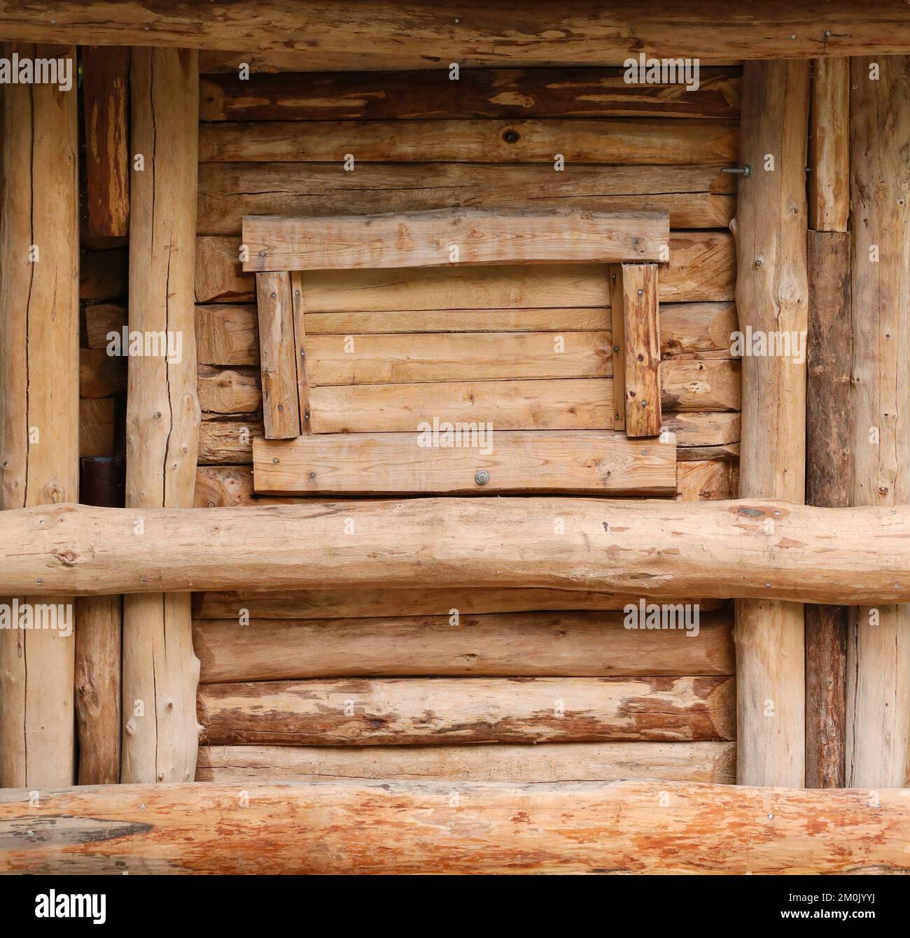 Log Cabin Or Barn Unpainted Debarked Wall Textured Horizontal ...
