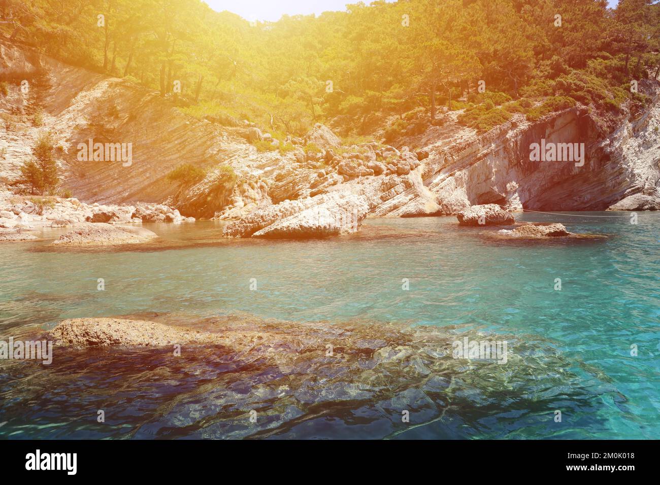 Travel in Turkey Aegean sea and rocks island landscape nature ...