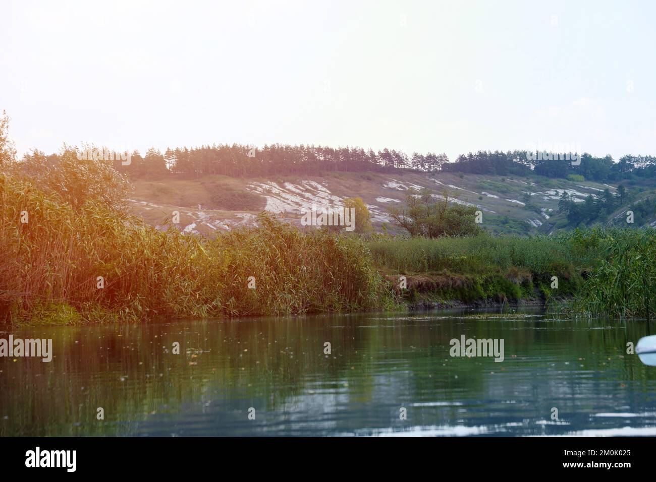 Ancient multimillion chalk mountains on the steppe surface of earth ...