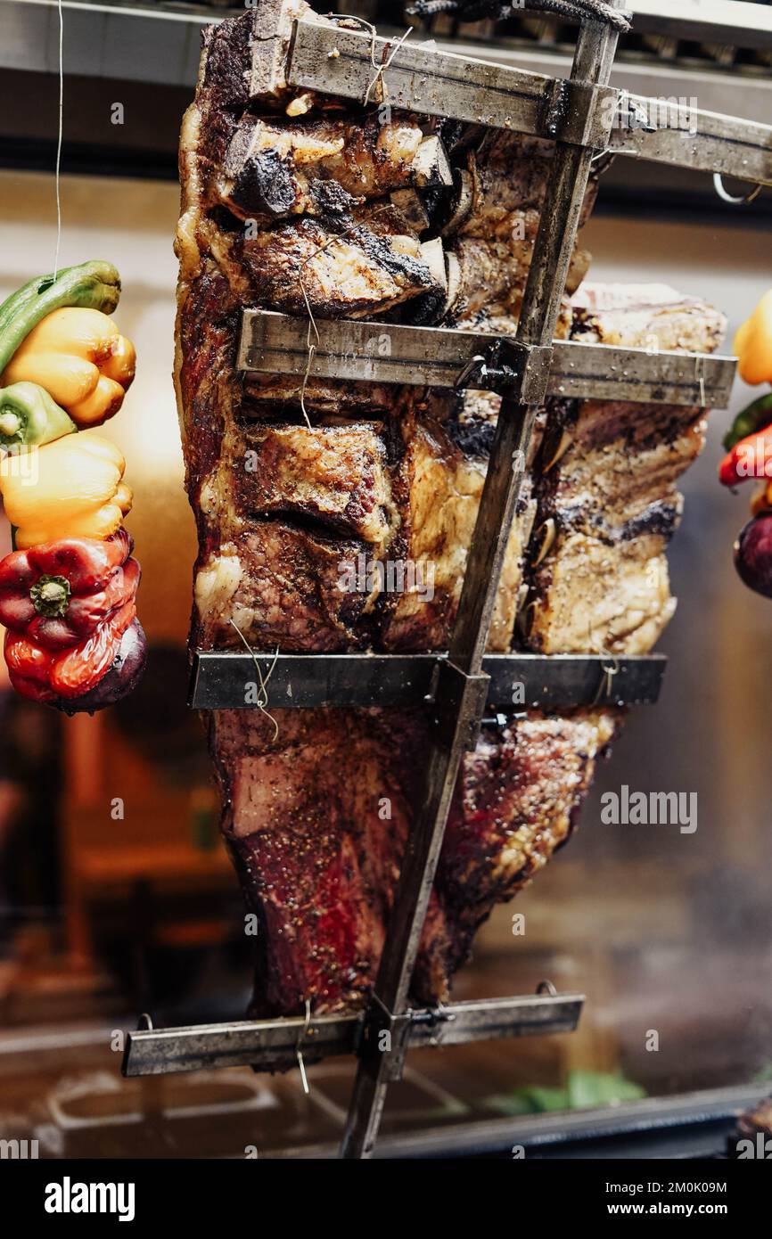 Beef meat in an Argentinian barbecue Stock Photo - Alamy