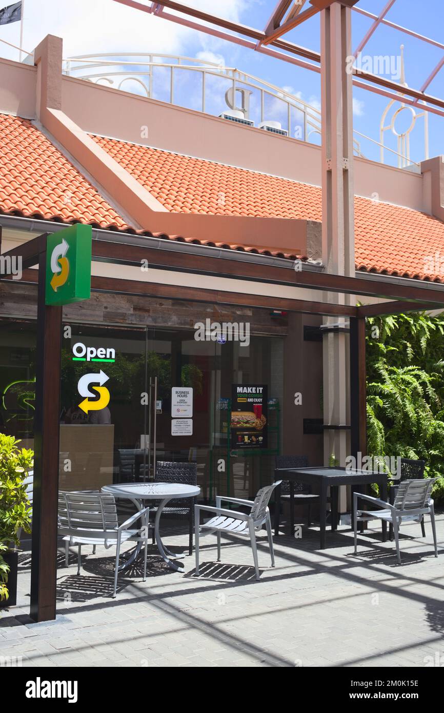 ORANJESTAD, ARUBA - JULY 17, 2022: Subway fast food restaurant in ...