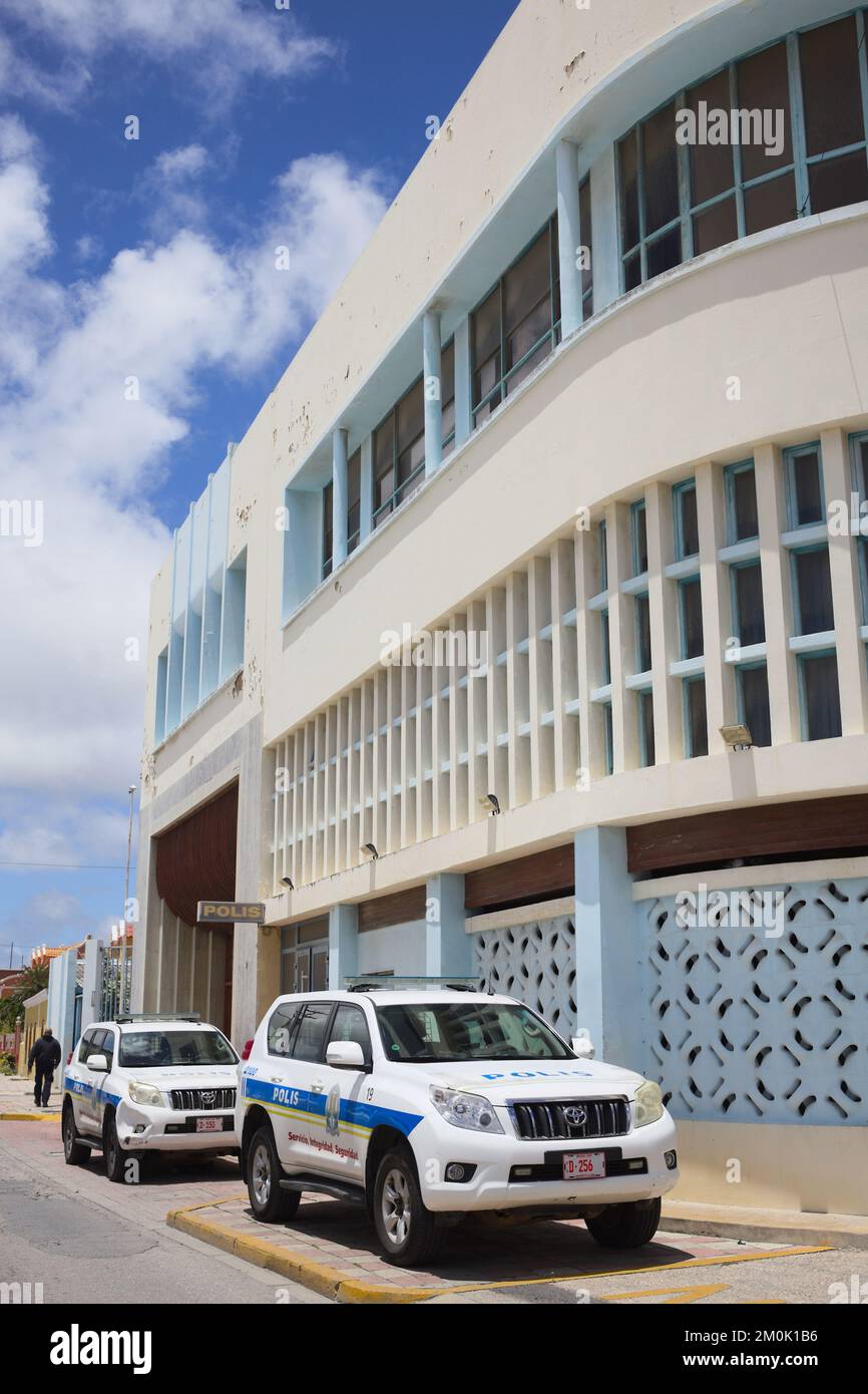 ORANJESTAD, ARUBA - JULY 17, 2022: Aruba Police Station and police cars ...