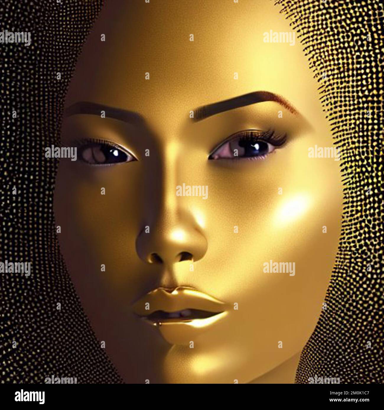 Gold metallic face skin model woman hi-res stock photography and images ...