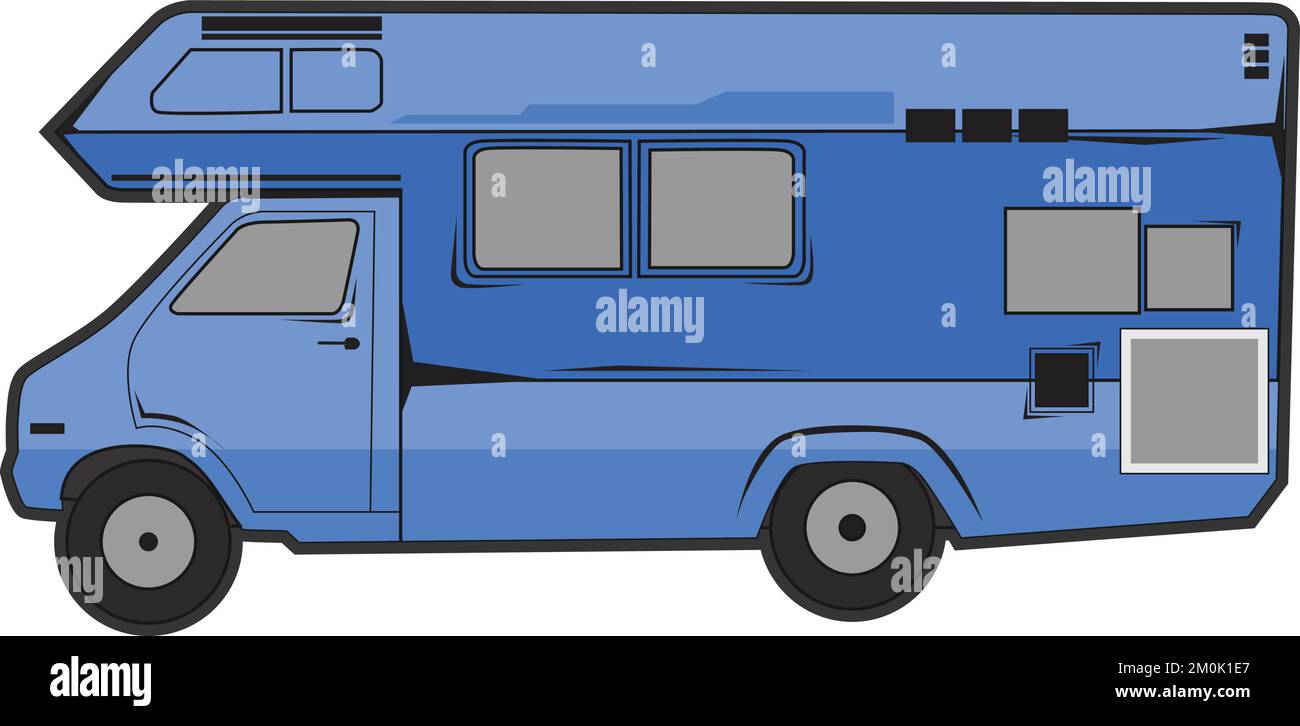 A vector of a big blue van icon isolated on a white background Stock ...