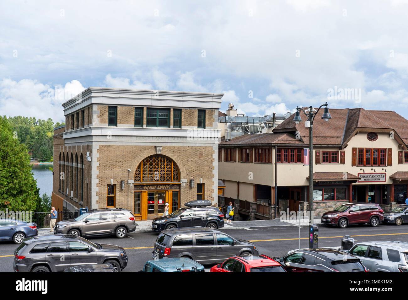 Main Street in Lake Placid is the downtown walkable strip lines with ...