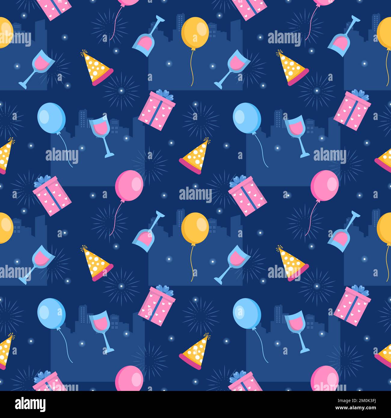 Happy New Year 2023 Seamless Pattern Design with Decoration in Template ...