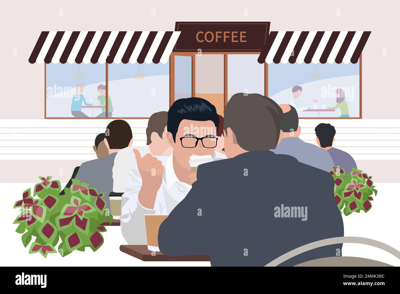 Two men cafe coffee Stock Vector Images - Alamy
