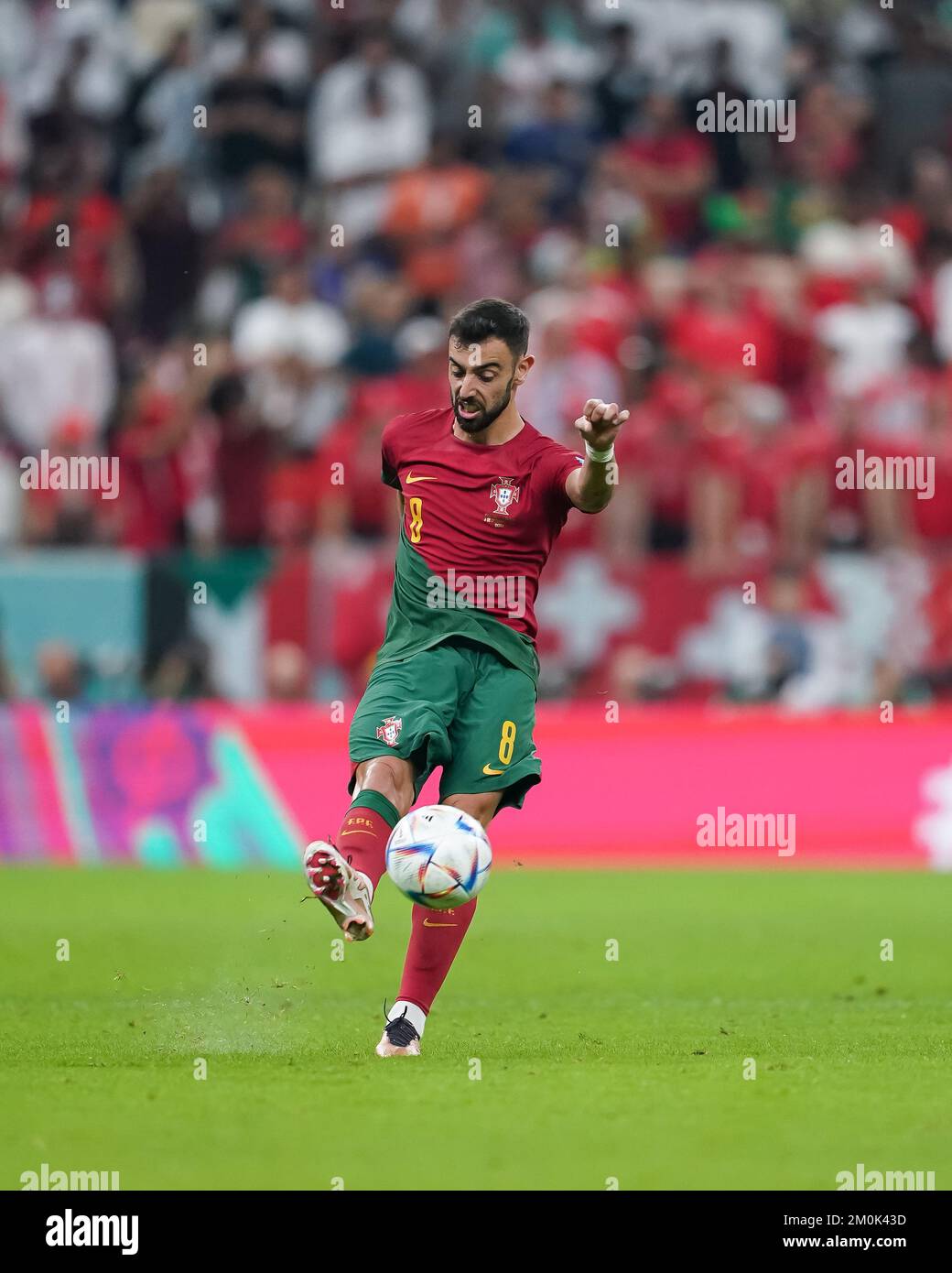 LUSAIL, QATAR - DECEMBER 6: Player of Portugal Bruno Fernandes passes ...