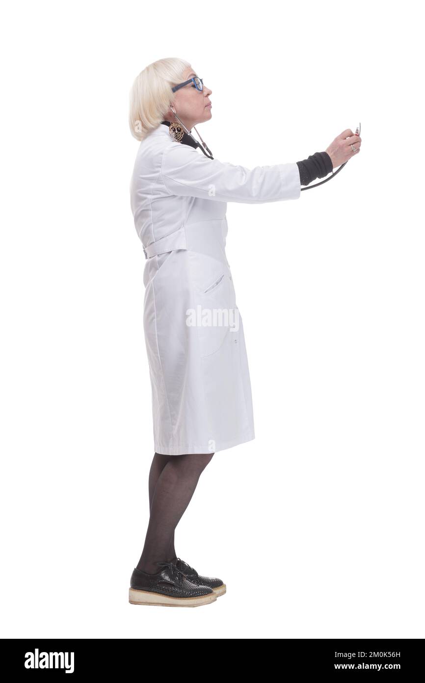 woman doctor with a stethoscope in her hands Stock Photo - Alamy