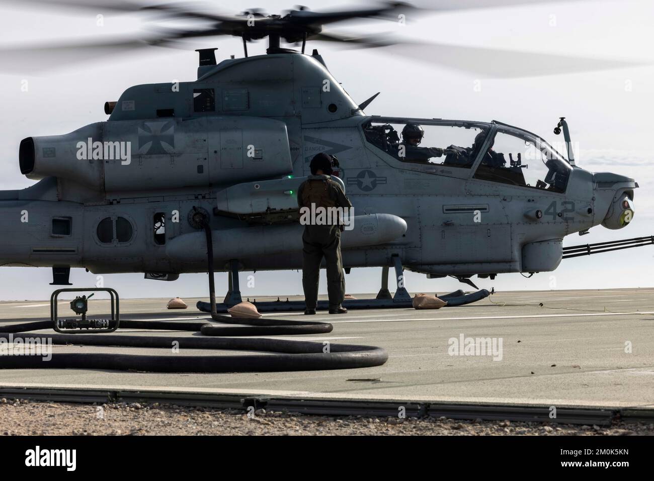 A U.S. Marine Corps AH-1Z Viper pilot with Marine Light Attack Helicopter Squadron 169, Marine ...