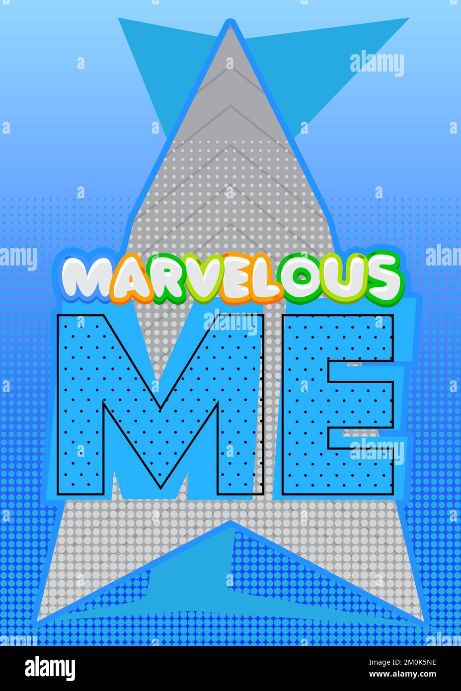 Superhero coat of arms showing Marvelous Me icon. Colorful comic book ...