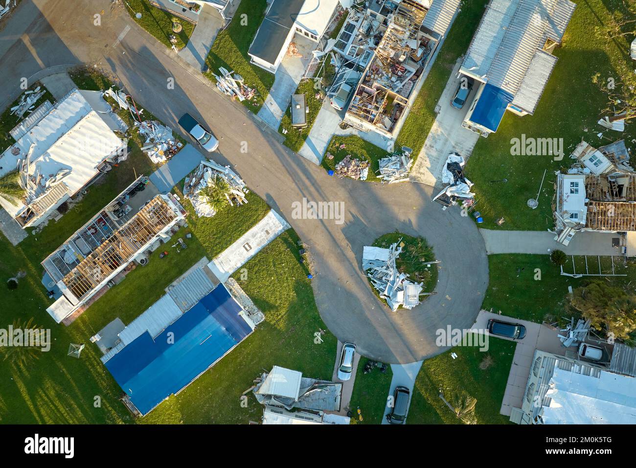 Badly damaged mobile homes after hurricane Ian in Florida residential ...