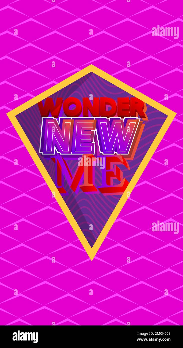 Superhero coat of arms showing Wonder New Me icon. Colorful comic book ...