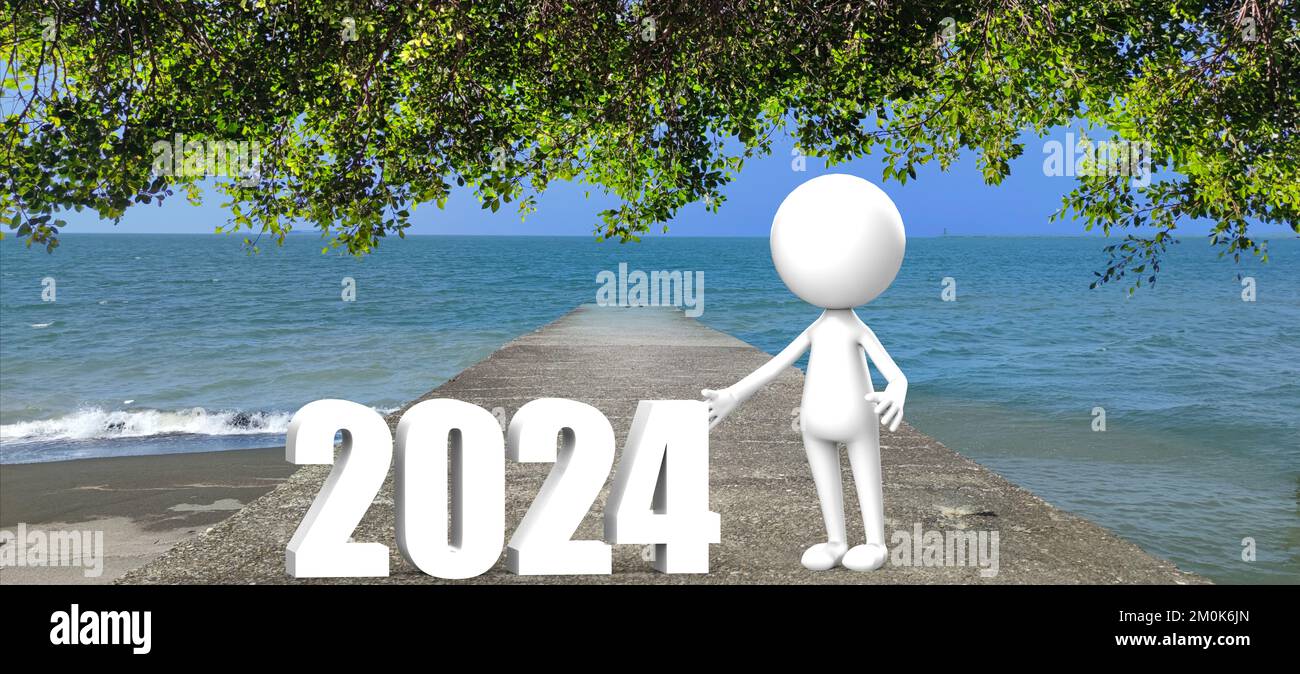 The 3d rendering of wording 2024 with nice backbround view Stock Photo ...