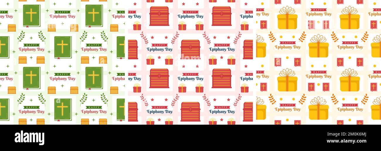 Set of Happy Epiphany Day Seamless Pattern Design Christian Festival to ...