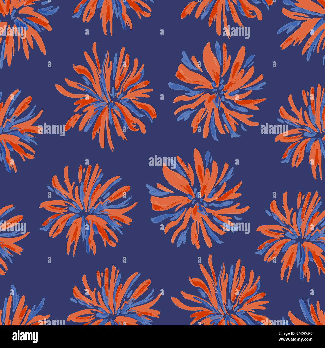 Colorful vivid psychedelic pattern with abstract simple flowers for ...