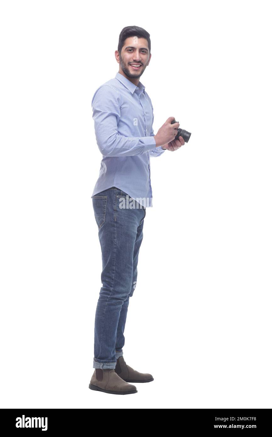 Happy photographer looking camera Cut Out Stock Images & Pictures - Alamy