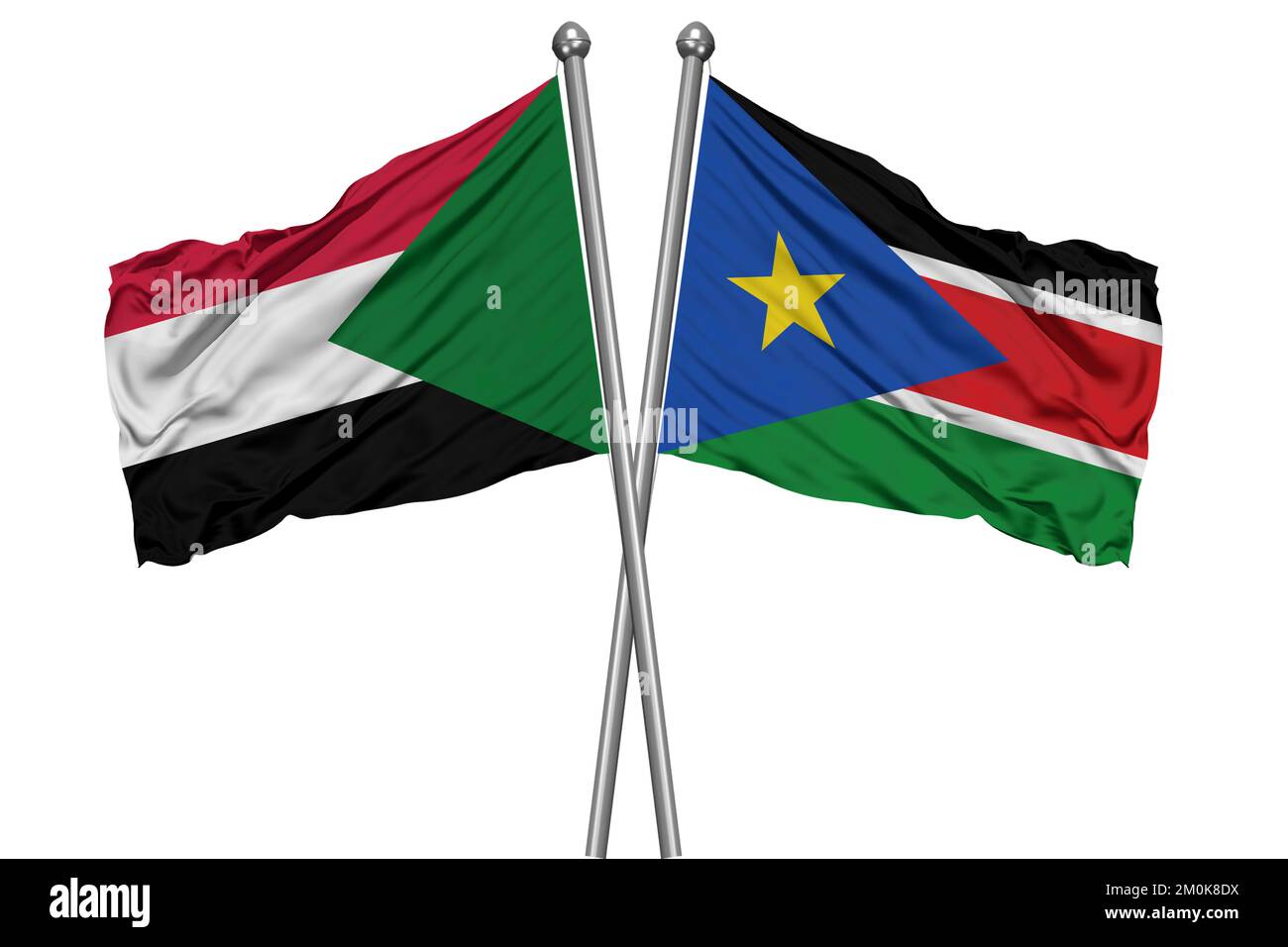 South Sudan and Sudan Waving Flag 3d illustration Stock Photo - Alamy