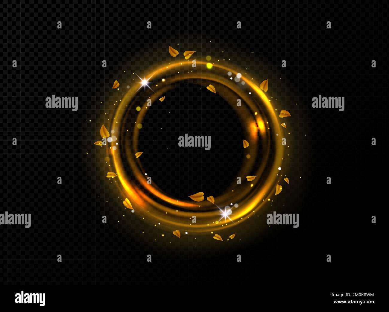 Shiny light circle frame with yellow foliage png isolated on ...