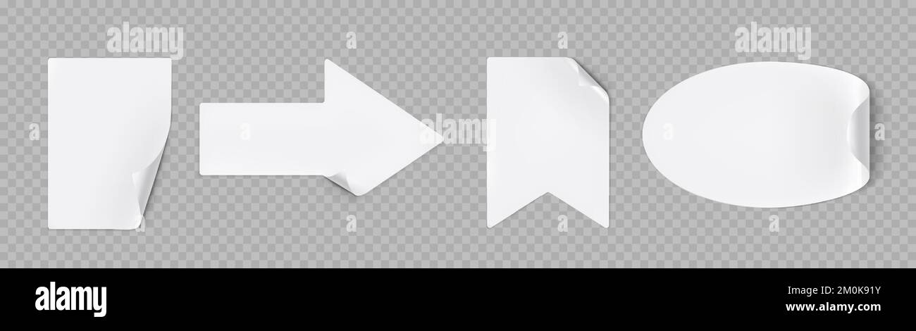 White stickers peel off, rectangular, arrow, flag and oval shapes with ...