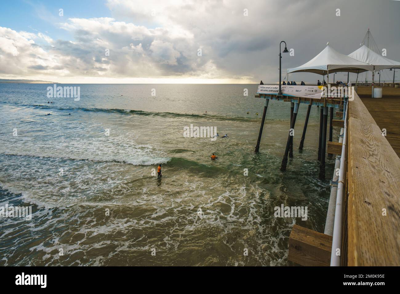 Pismo Beach, California - December 6, 2022. Pismo beach pier during ISA ...