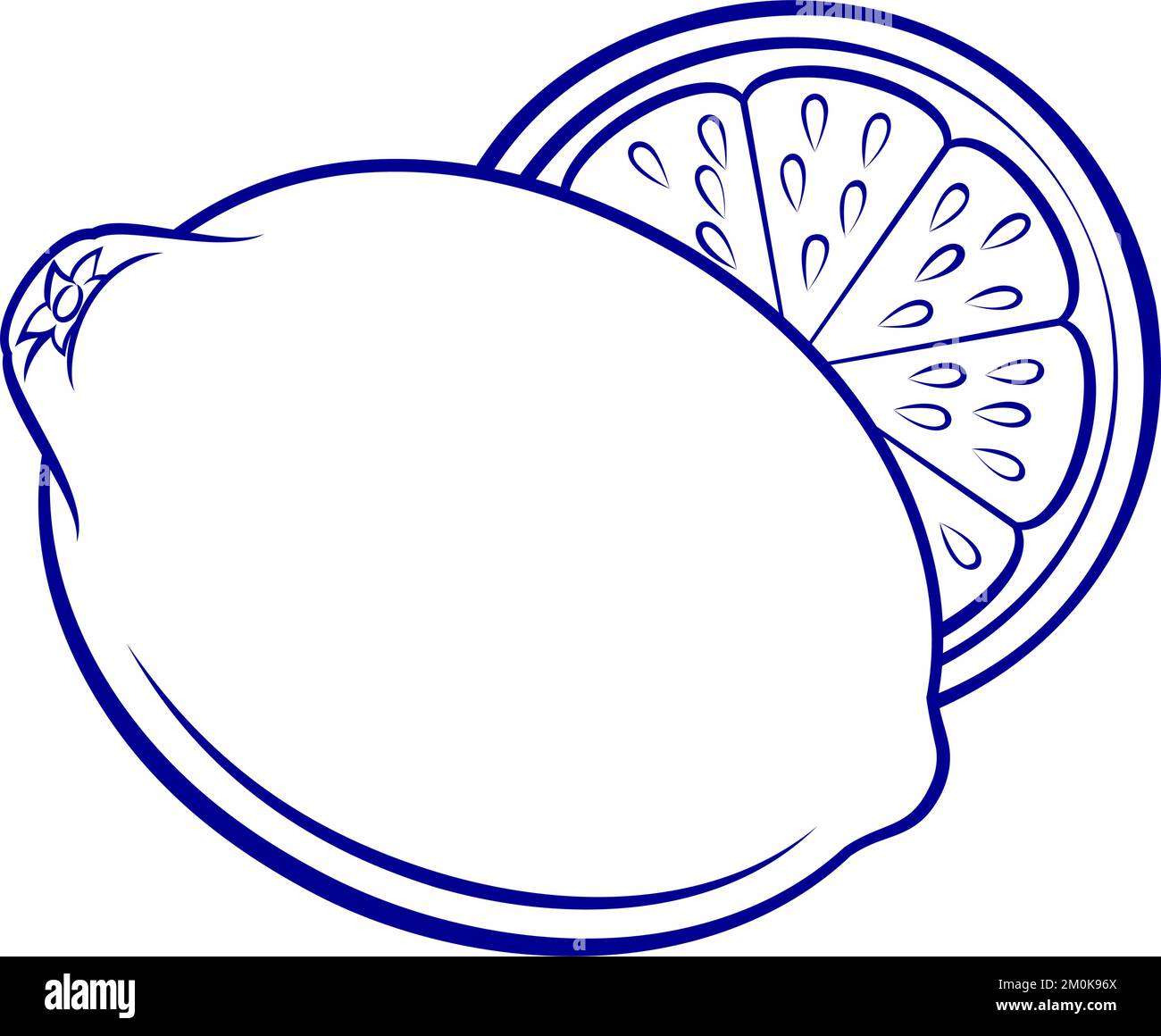 Illustration of Whole and Half Lemon. Icon for Food Apps Isolated on a ...