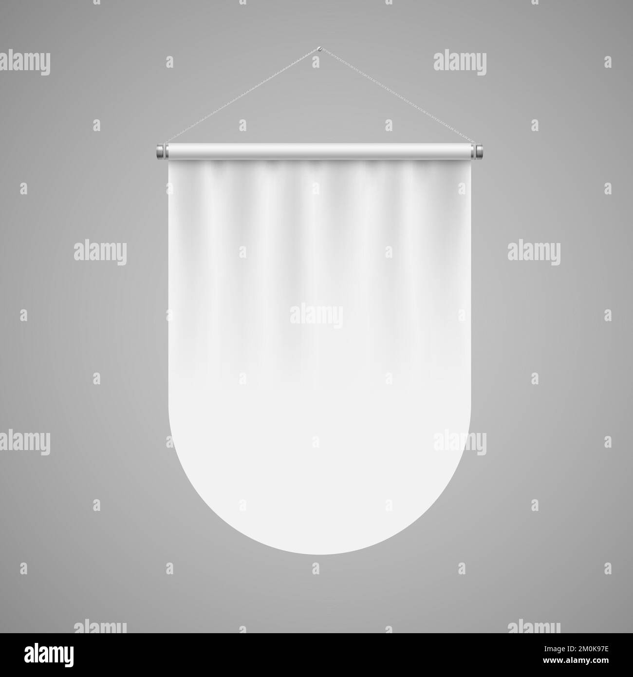 Vertical White Pennant Flag Award Banner on a Gray Wall. Illustration ...