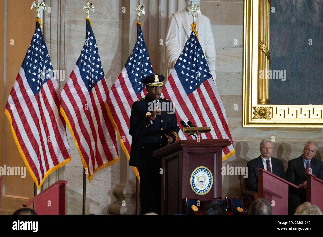 DC Metro Police Chief Robert Contee speaks during a ceremony to present ...