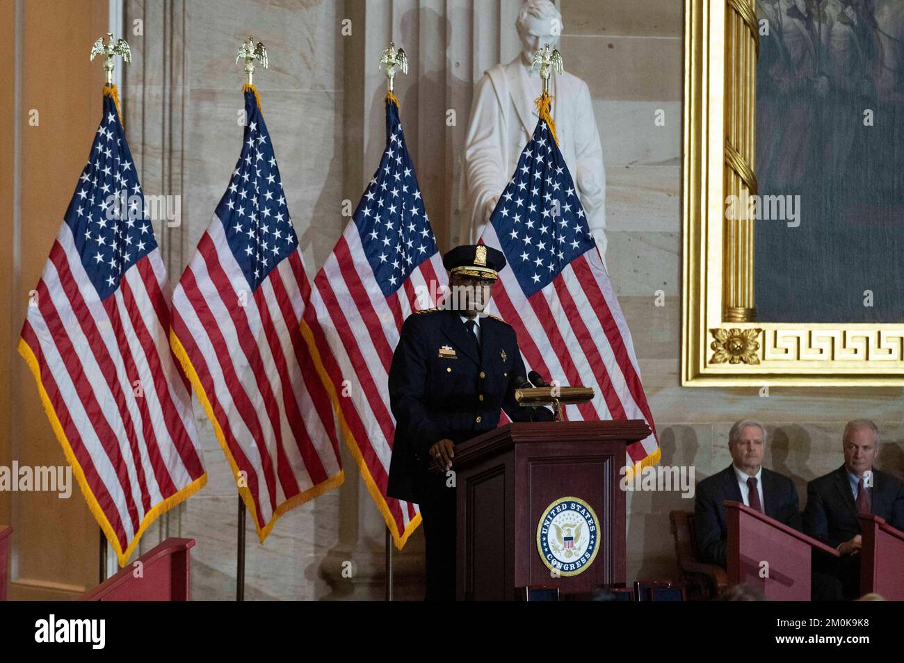 DC Metro Police Chief Robert Contee speaks during a ceremony to present ...