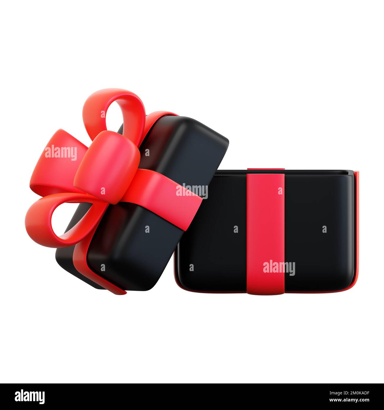 Realistic black gift box with red ribbon bow. Concept of abstract ...