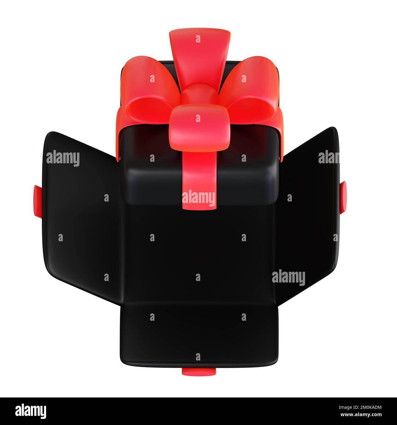 Realistic black gift box with red ribbon bow. Concept of abstract ...