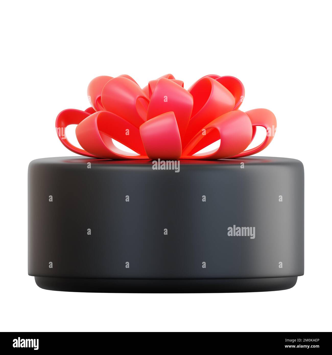 Realistic black gift box with red ribbon bow. Concept of abstract ...