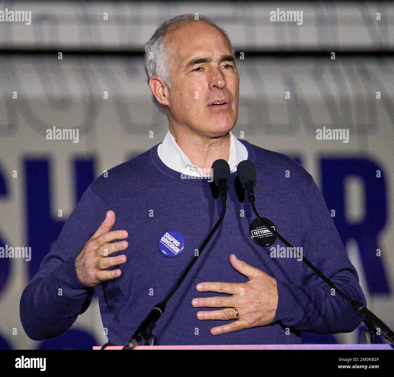 NEWTOWN, PA, USA - NOVEMBER 06, 2022: Bob Casey speaks at a Campaign ...