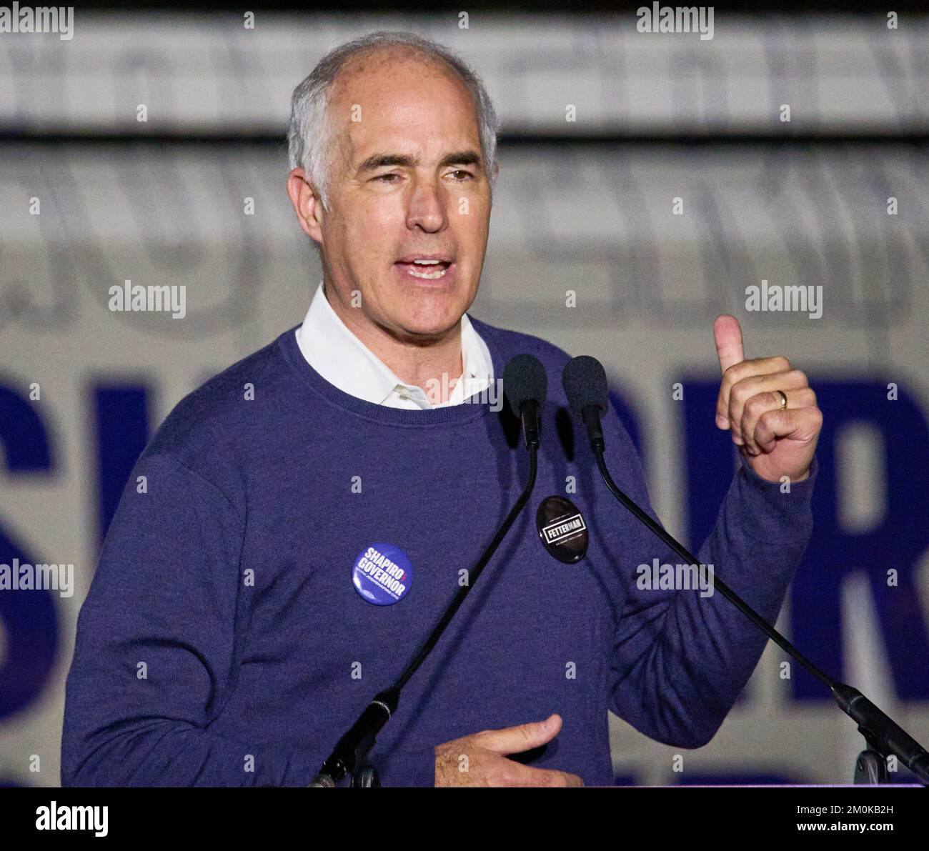 NEWTOWN, PA, USA - NOVEMBER 06, 2022: Bob Casey speaks at a Campaign ...